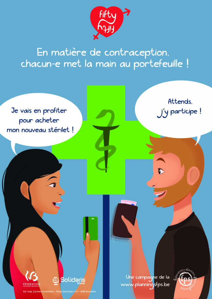Affiche - En matière de contraception, chacun-e met la main au portefeuille! - Sofelia